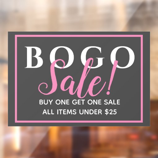 Charcoal BOGO Retail Sale Window Cling | Zazzle