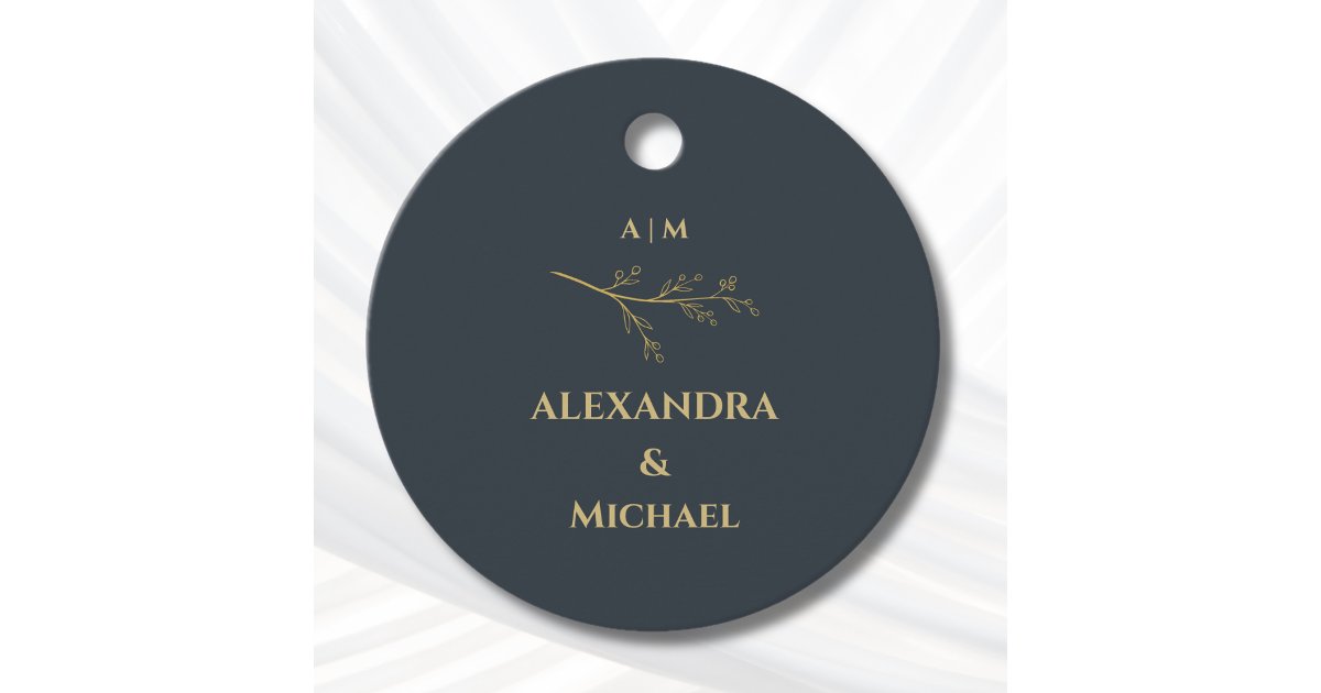 Charcoal Botanical Minimalist Wedding Thank You Favor Tags | Zazzle