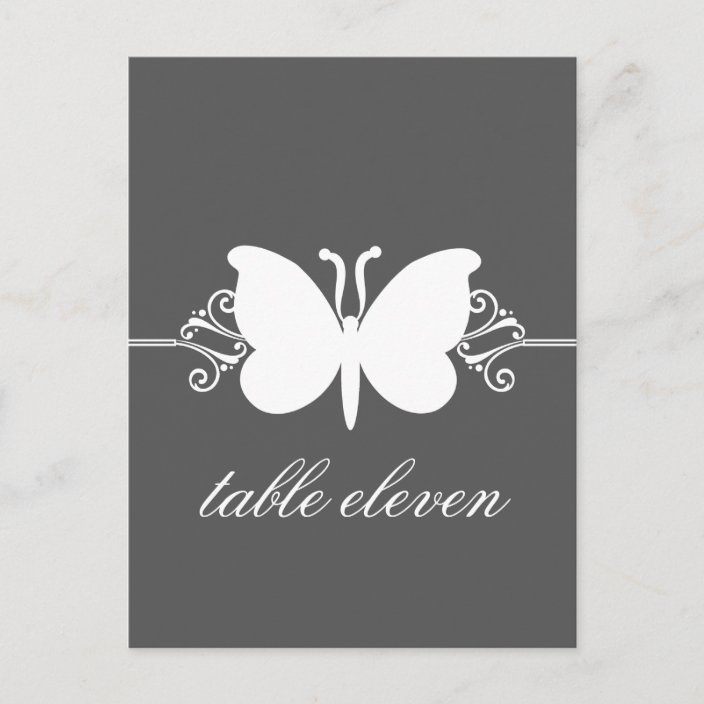 Charcoal Butterfly Swirls Table Postcard | Zazzle.com
