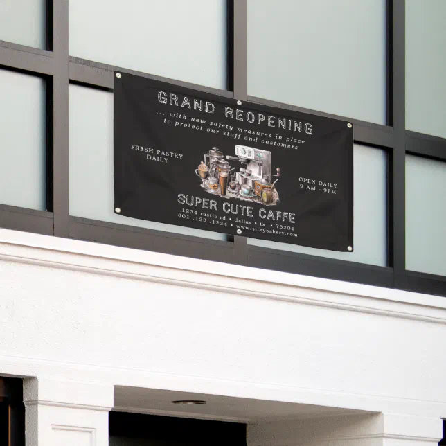 Charcoal Coffee House Grand Reopening Store Banner | Zazzle