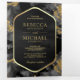 Charcoal Gold Abstract Fluid Ink QR Code Wedding Tri-Fold Invitation ...