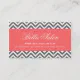 Charcoal Gray and Coral Modern Chevron Stripes Business Card | Zazzle