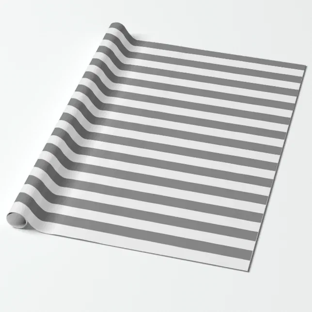 Charcoal Gray and White Stripes Wrapping Paper | Zazzle