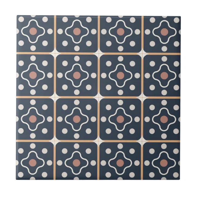 Charcoal Gray Brown Circle Geometric Accent Ceramic Tile | Zazzle