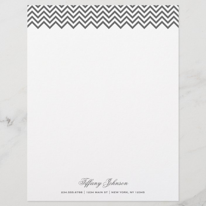 Charcoal Gray Modern Chevron Border Letterhead | Zazzle.com