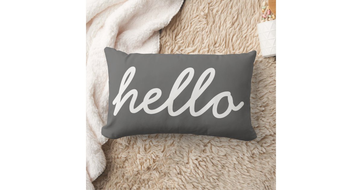 Charcoal Gray Modern Hello Throw Pillow | Zazzle