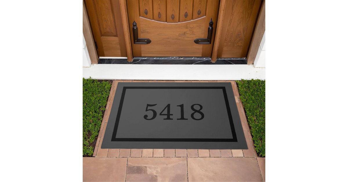 Charcoal Gray Personalized Address Number Doormat | Zazzle