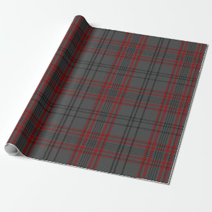 Taupe Gray Red Black Tartan Plaid Fabric | Zazzle