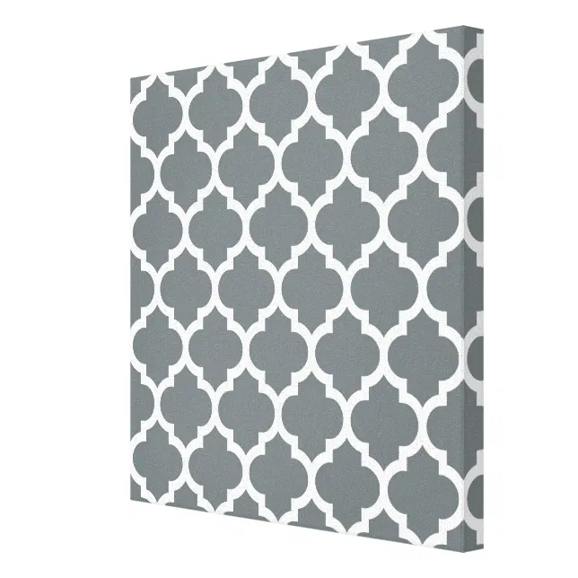Charcoal Gray White Moroccan Quatrefoil Pattern #5 Canvas Print | Zazzle