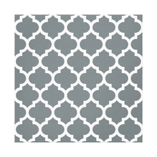 Charcoal Gray White Moroccan Quatrefoil Pattern #5 Canvas Print | Zazzle