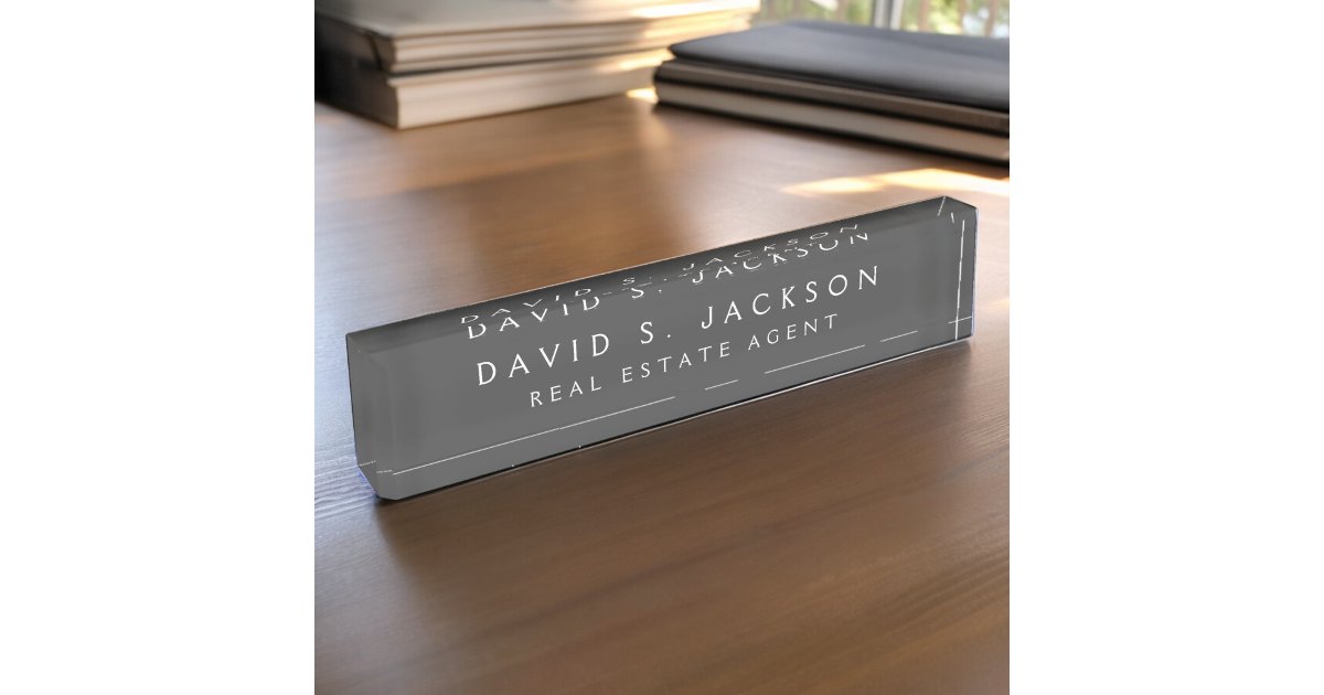 Charcoal Grey Modern Elegant Professional Classy Desk Name Plate | Zazzle
