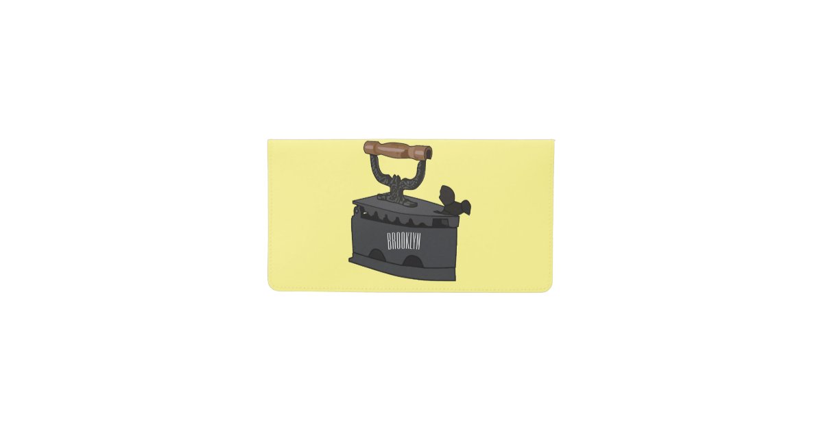 Charcoal iron cartoon illustration checkbook cover | Zazzle