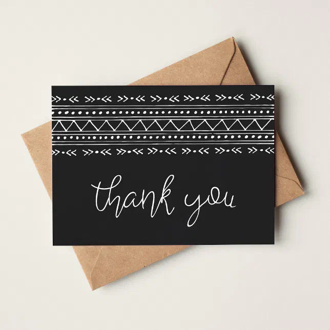 Charcoal Modern Boho Thank You Note Card | Zazzle