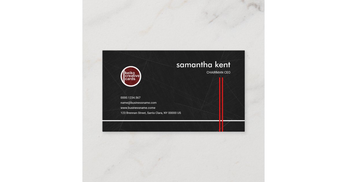 Charcoal Tile Red Liners CEO Chairman Business Card | Zazzle