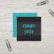 Charcoal & Turquoise with Black Stripes Square Business Card | Zazzle