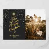 Charcoal Very Merry Christmas Tree Family Portrait Foil Holiday Card ...
