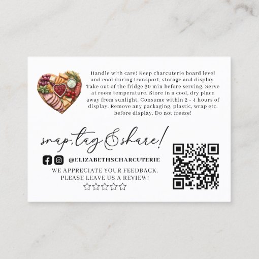 Charcuterie Grazing Board Order Thank You Business Card | Zazzle