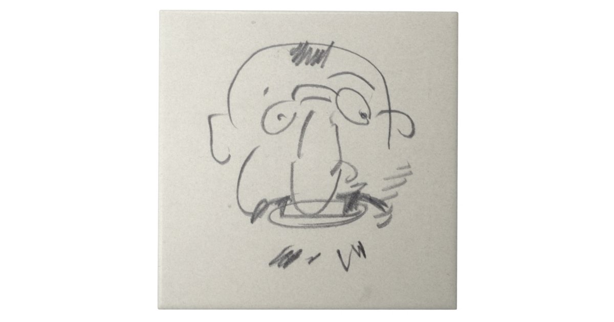 Charge de Lautrec par Lui-Meme (pencil on paper) Ceramic Tile | Zazzle