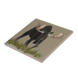 Charging Bull Moose Ceramic Tile | Zazzle