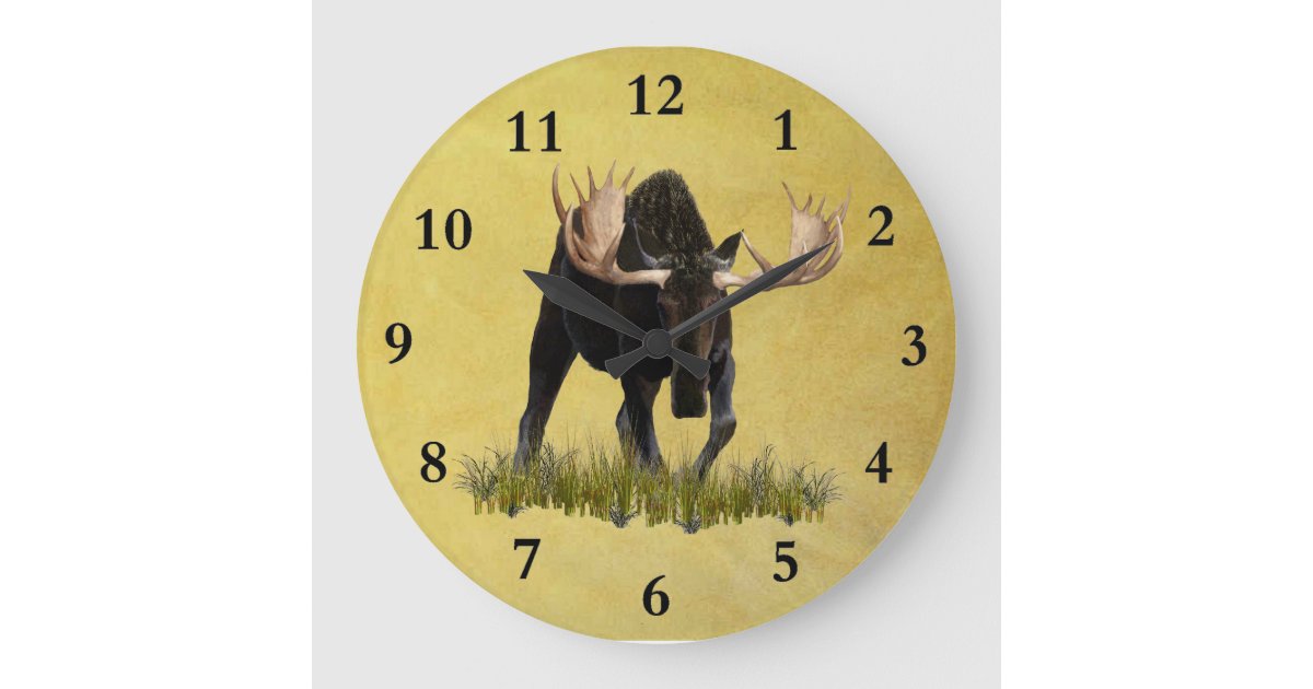 Charging Bull Moose Large Clock | Zazzle