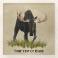 Charging Bull Moose On Old Paper Glass Coaster | Zazzle