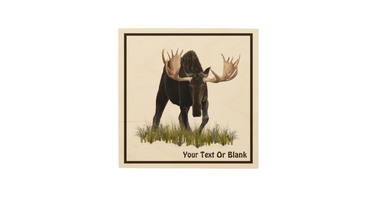 Charging Bull Moose Wood Wall Art | Zazzle