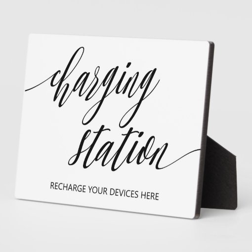 Charging station sign Tabletop Plaque with Easel | Zazzle