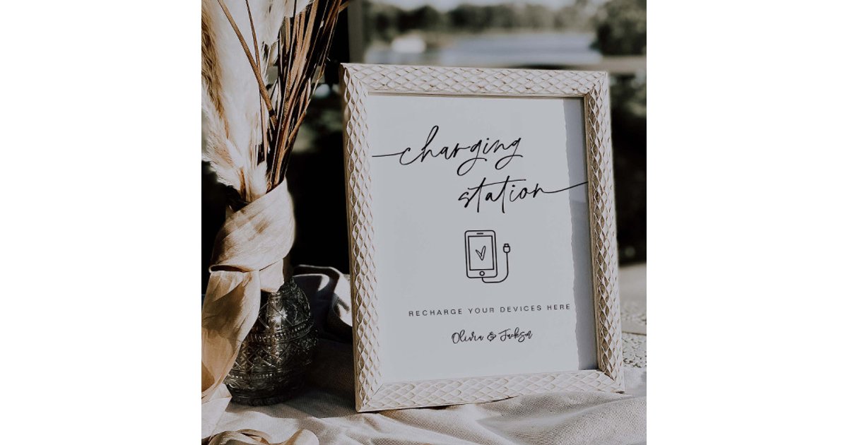 Charging Station Wedding Reception Cell Phone Sign | Zazzle