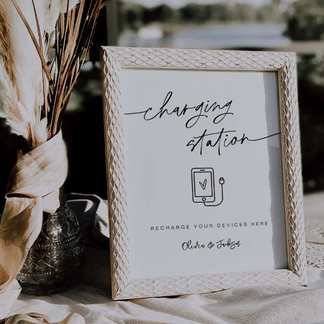 Charging Station Wedding Reception Cell Phone Sign | Zazzle