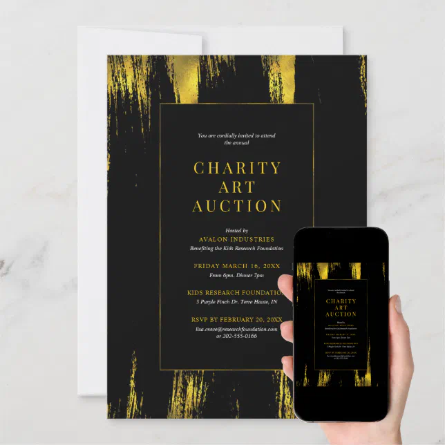Charity Art Auction Party Invitation | Zazzle