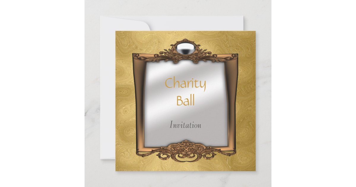 Charity Ball Gold Invitation | Zazzle