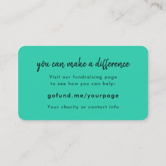 Charity Fundraising | Green Donation Event Appeal Business Card | Zazzle