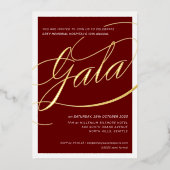 CHARITY GALA elegant calligraphy burgundy red gold Foil Invitation | Zazzle