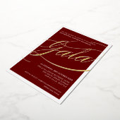 CHARITY GALA elegant calligraphy burgundy red gold Foil Invitation | Zazzle