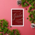 CHARITY GALA elegant calligraphy burgundy red gold Foil Invitation | Zazzle