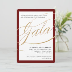 CHARITY GALA elegant formal calligraphy maroon Invitation | Zazzle