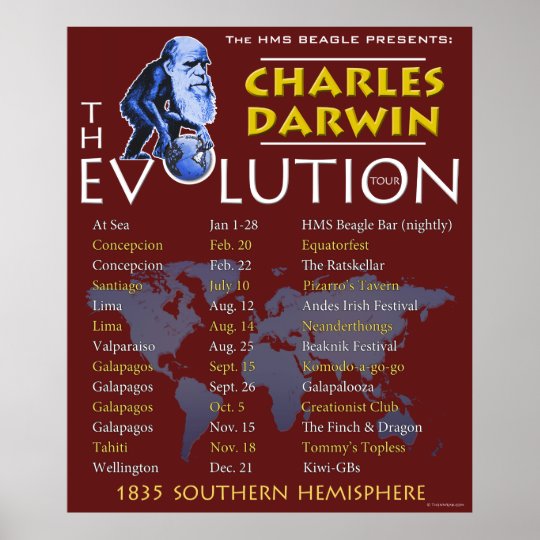 Charles Darwin 'Evolution Tour' Poster | Zazzle.com