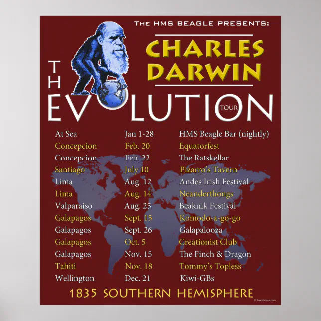 Charles Darwin 'Evolution Tour' Poster | Zazzle