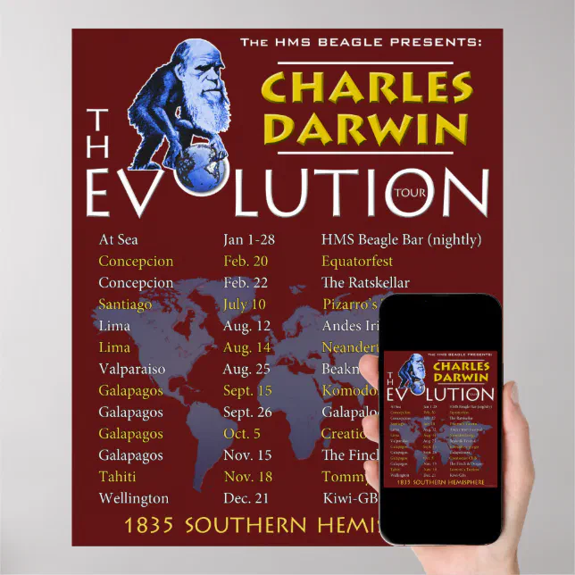 Charles Darwin 'Evolution Tour' Poster | Zazzle