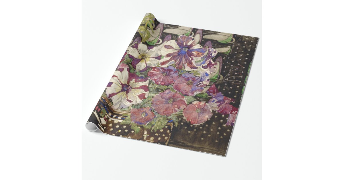 Charles Rennie Mackintosh - Petunias Wrapping Paper | Zazzle