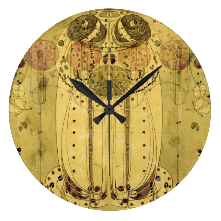 Charles Rennie Mackintosh - The Wassail Large Clock | Zazzle