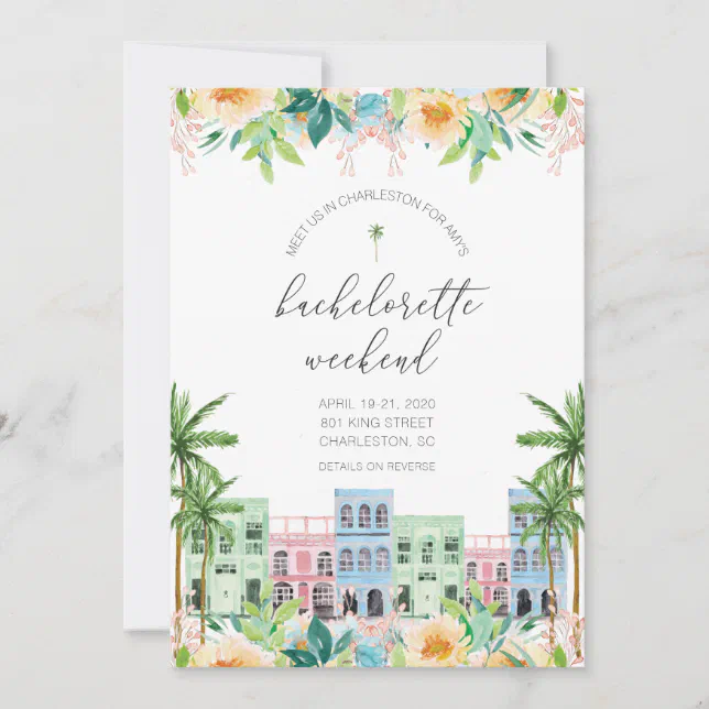 Charleston Bachelorette Invitation and Itinerary | Zazzle