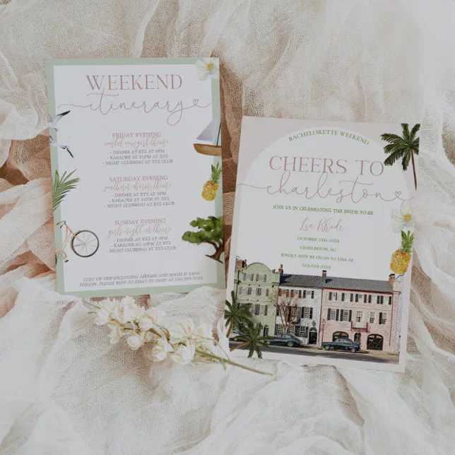 Charleston SC Bachelorette Invitation & Itinerary | Zazzle