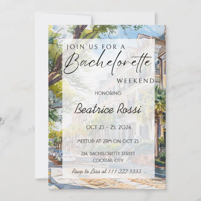 Charleston SC Bachelorette Weekend Party Invitation | Zazzle
