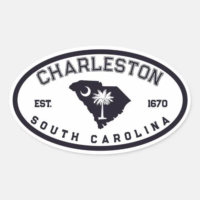 Charleston South Carolina Flag Map Navy Souvenirs Oval Sticker | Zazzle