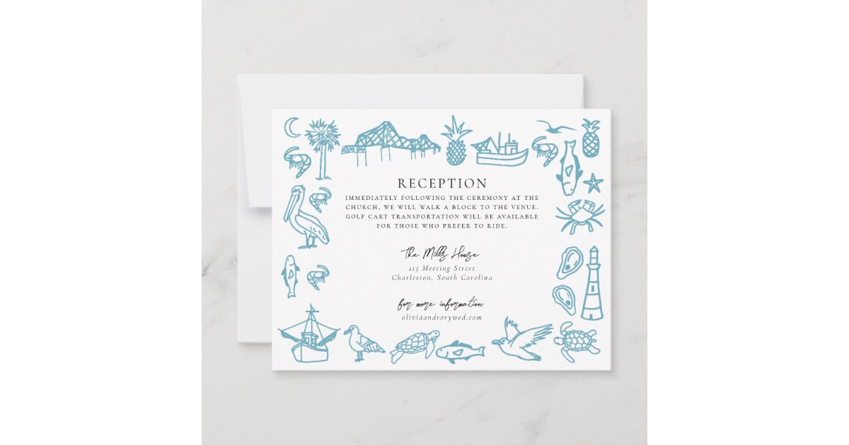 Charleston Toil Border Reception Information Card | Zazzle