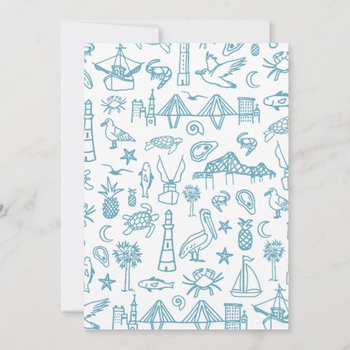 Charleston Toile Border in Blue Shower Invitation | Zazzle