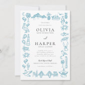 Charleston Toile Border in Blue Wedding Invitation | Zazzle
