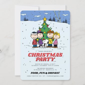 Charlie Brown and Friends Christmas Party Invitation | Zazzle
