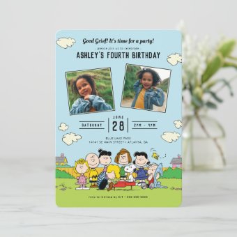 Charlie Brown and Gang Birthday Photo Invitation | Zazzle